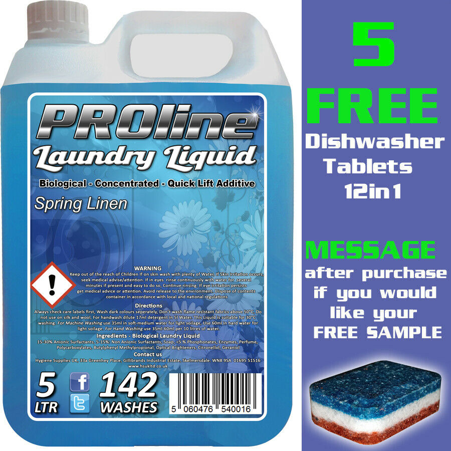 Premium Bio Spring Linen Laundry Liquid / Detergent 5ltr (142 WASHES ...